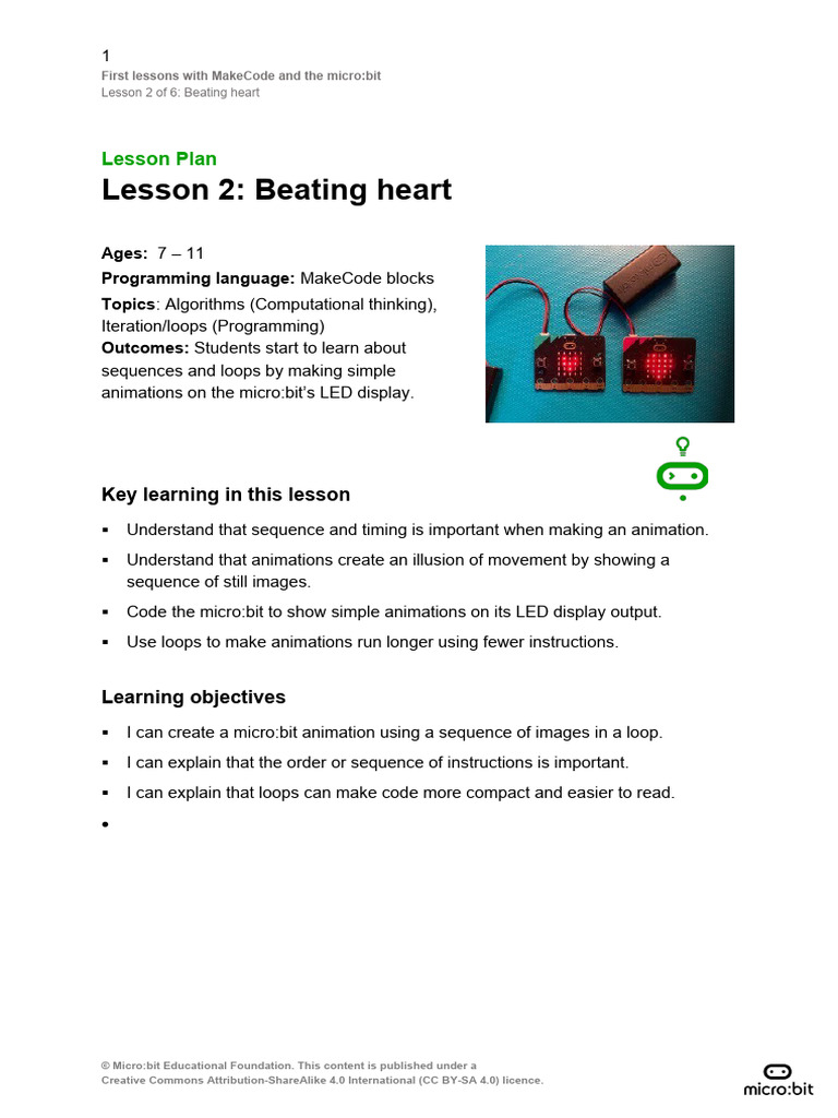 Micro:bit Animation Lesson: Beating Heart | PDF | Control Flow ...