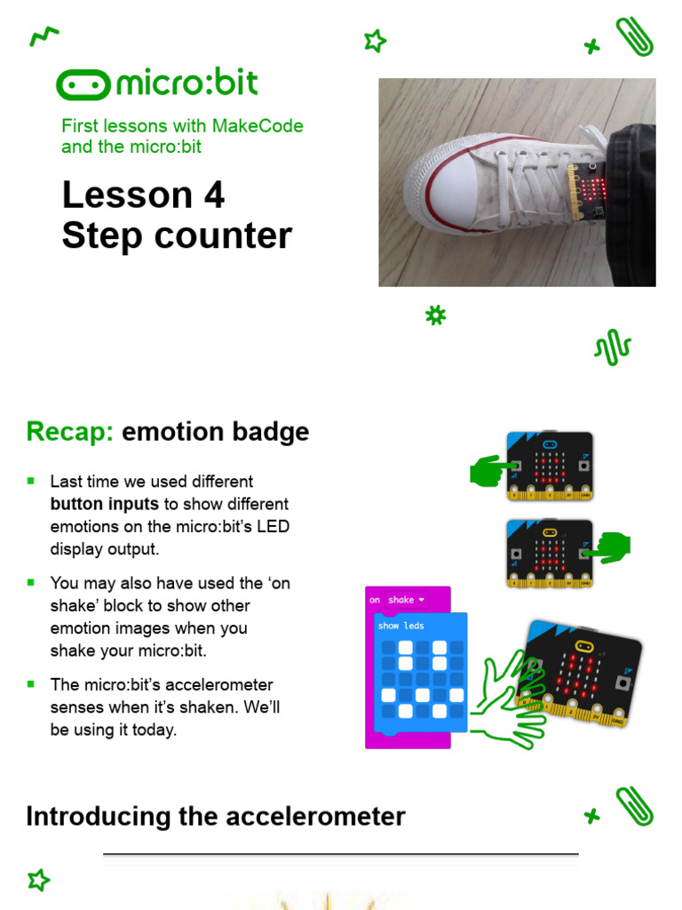 First Lessons With Make Code and The Micro Bit 4 Slides | PDF | Accelerometer | Computer Science