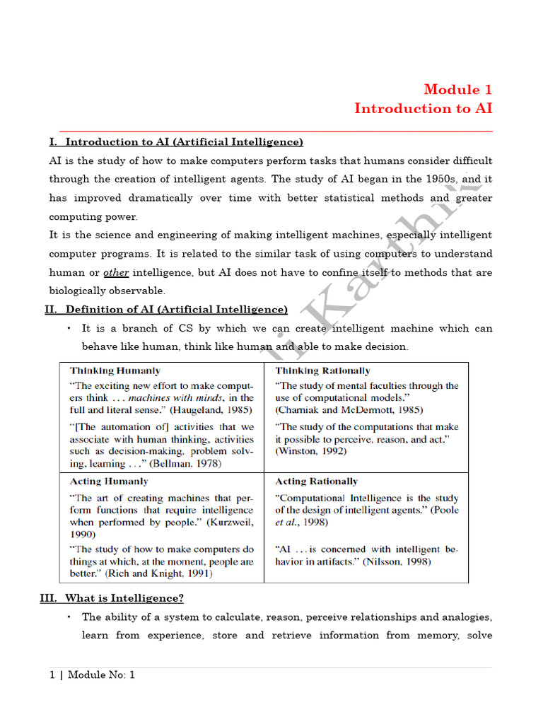 AI Notes | PDF | Artificial Intelligence | Intelligence (AI) & Semantics