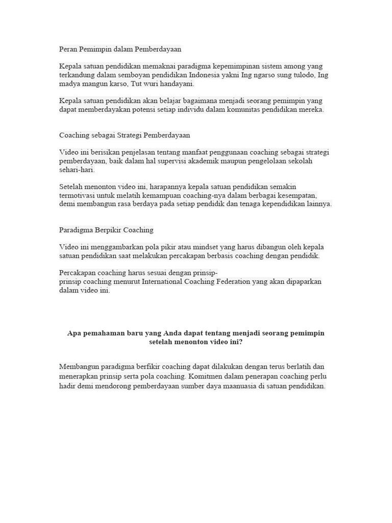 Peran Pemimpin Dalam Pemberdayaan | PDF