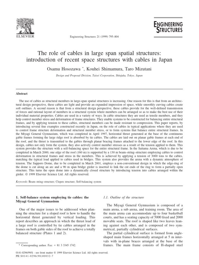 (12) the Role of Cables in Large Span Spatial Structures - i | PDF ...