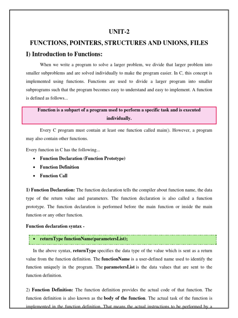 Unit-2 C - MCA | PDF | Pointer (Computer Programming) | Variable (Computer Science)
