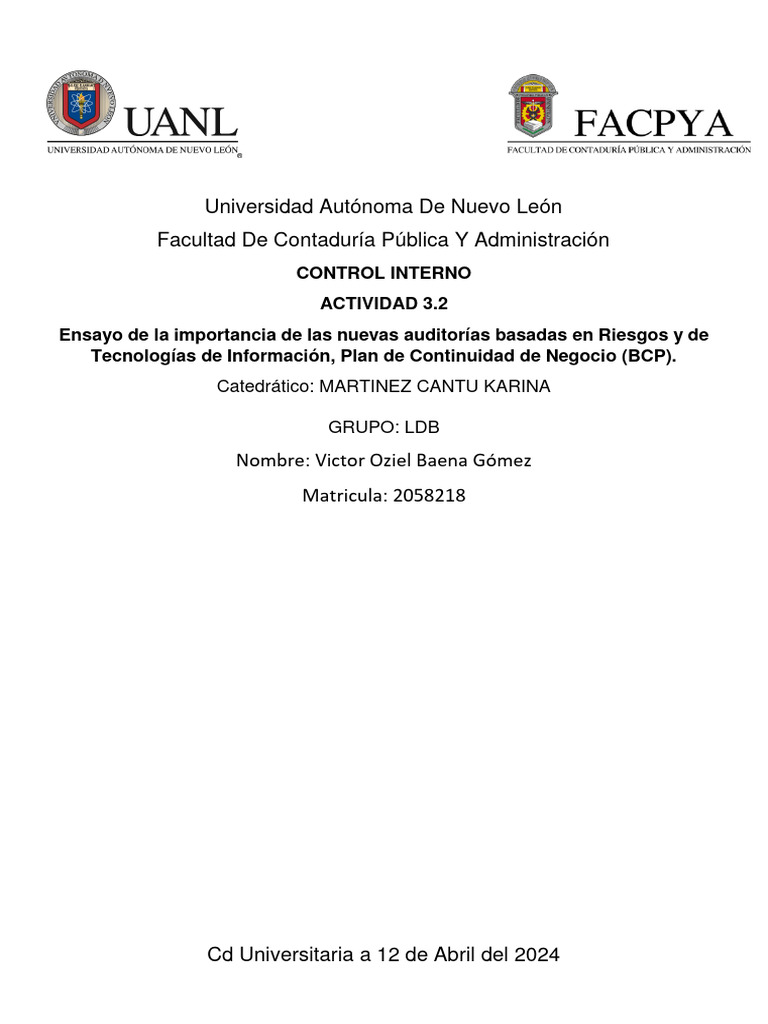 Vobg 3.2 Control | PDF | Auditoría | Evaluación