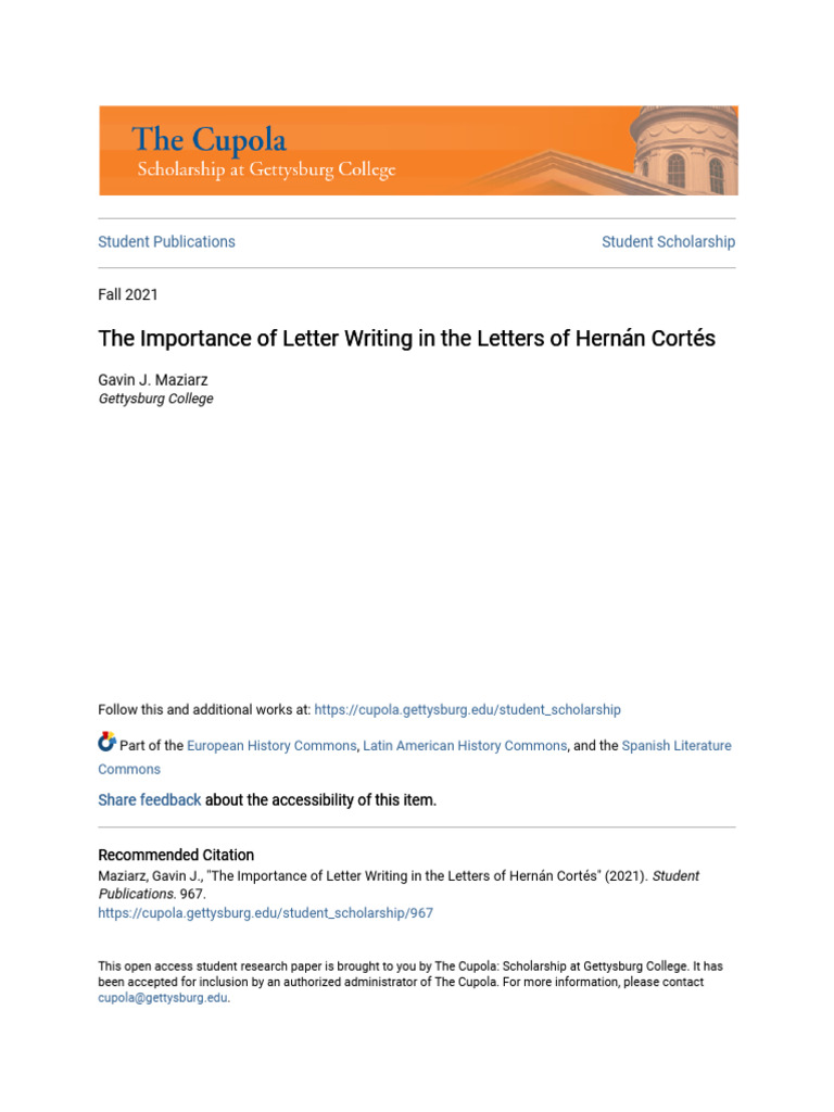 Letter Writing in Hernán Cortés' Narrative | PDF | Hernán Cortés ...
