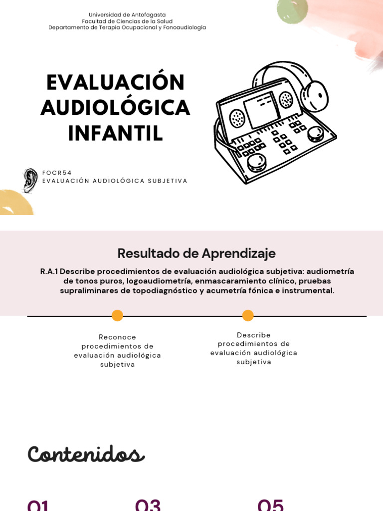 FOCR54 CLase 7 Evaluaci N Audiol Gica Infantil | PDF | Acústica | Ciencias de la Salud