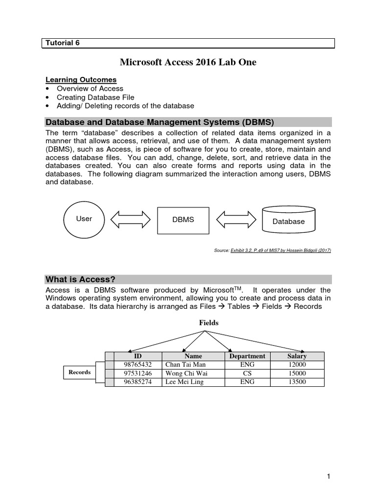 SEHH1007 Tutorial - Microsoft Access 2016 (Lab 1) | PDF | Databases | Computer File
