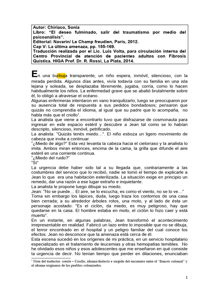 Chiriaco - La Última Amenaza | PDF | Verdad | Temor