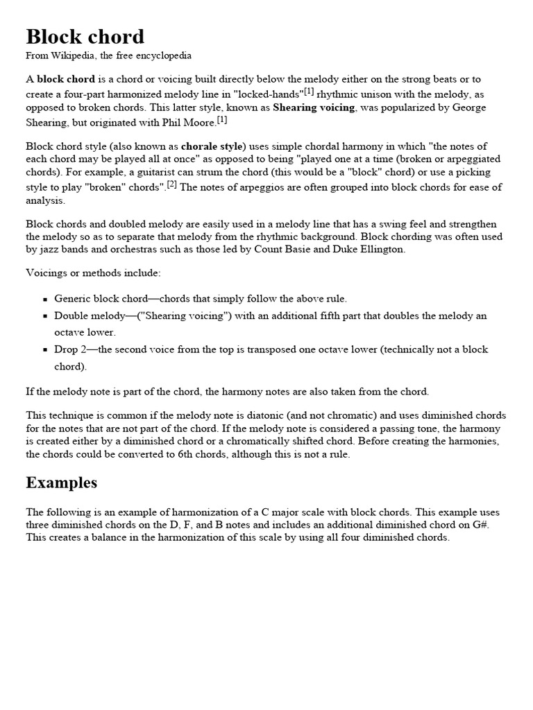 Block Chord | PDF | Chord (Music) | Harmony