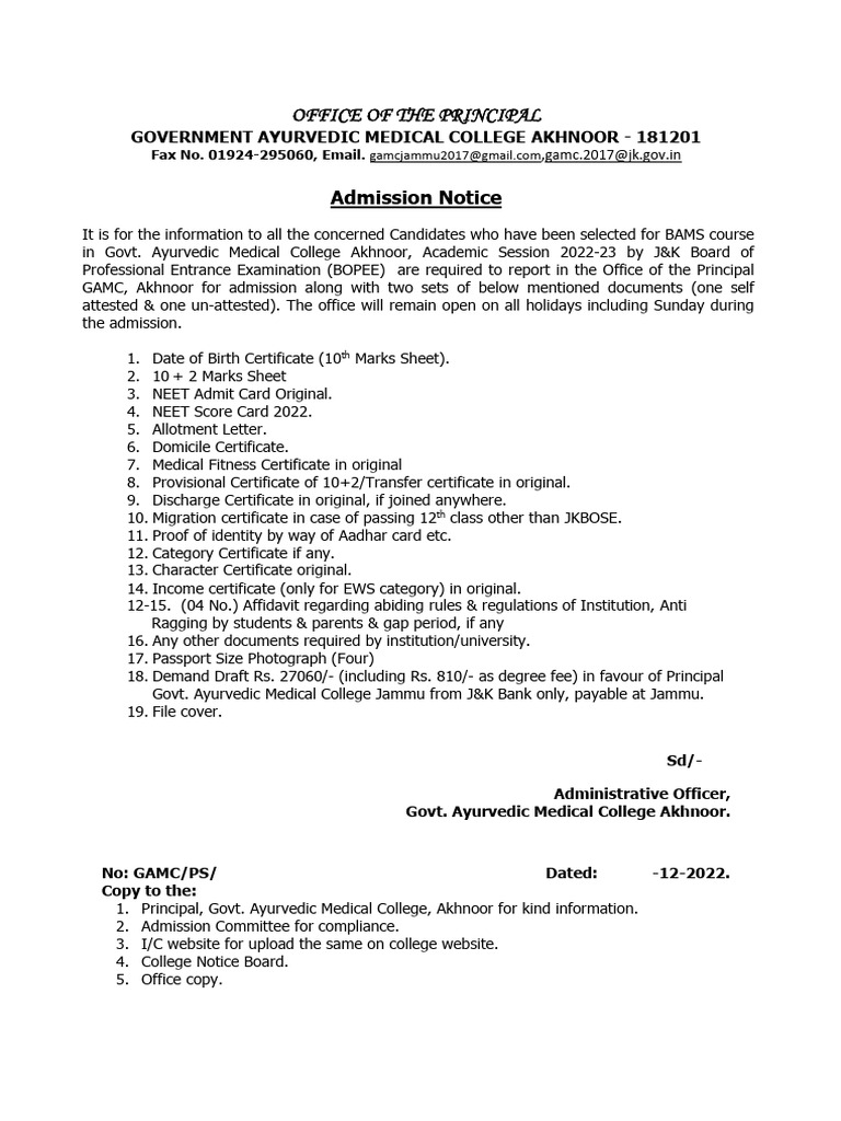 Admission-Scheme-BAMS-2022-23 | PDF | Affidavit