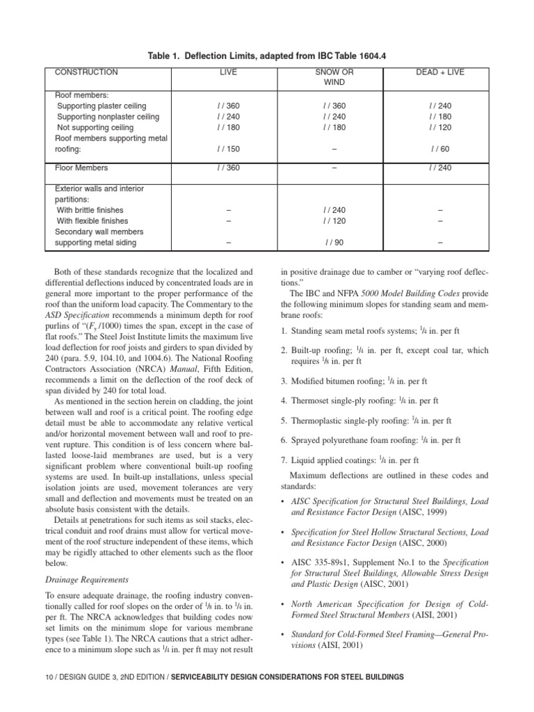 AISC-DG - 03 Serviceability Design Considerations 15 | PDF | Roof | Wall