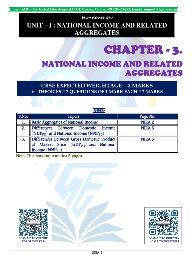 Handouts On National Aggregates and Related Aggregates | PDF | Measures ...