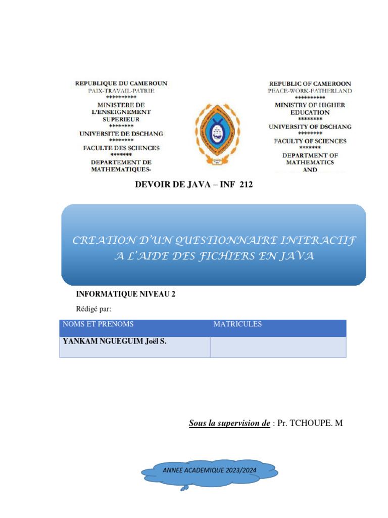 Devoir de Java In2 | PDF | Java (Langage de programmation) | Informatique