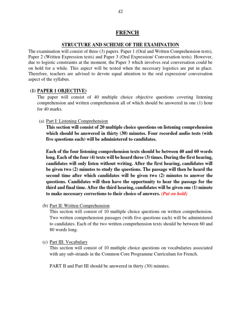 2024 Bece French Sample Questions From Waec | PDF | Vocabulary ...