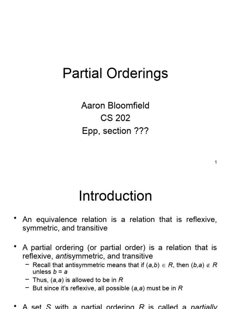 24 Partial Orderings | PDF | Inequality (Mathematics) | Mathematics