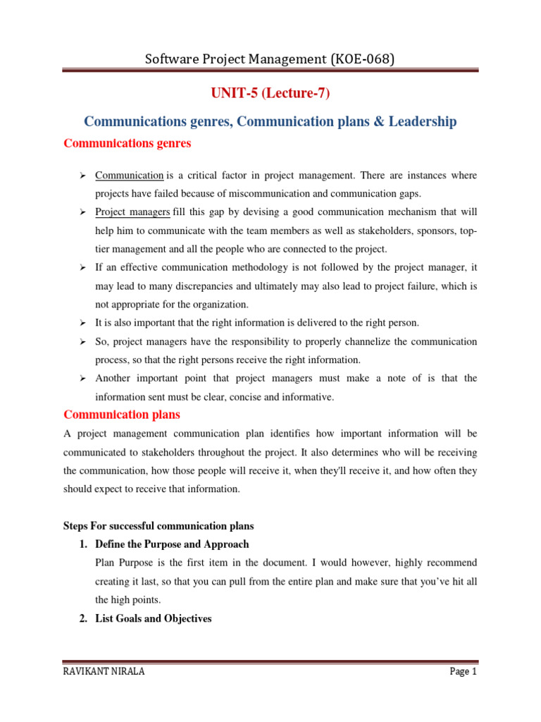 Software Project Management Unit-5 - 7 | PDF | Leadership | Project Management