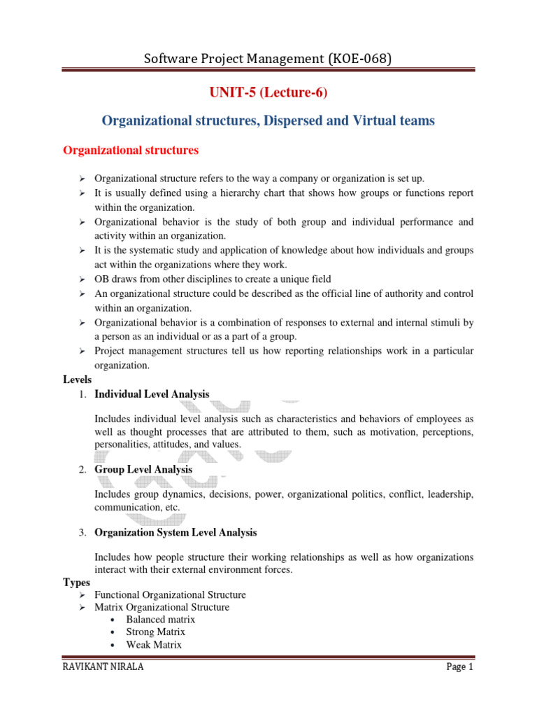 Organizational Structures & Virtual Teams | PDF | Organizational ...
