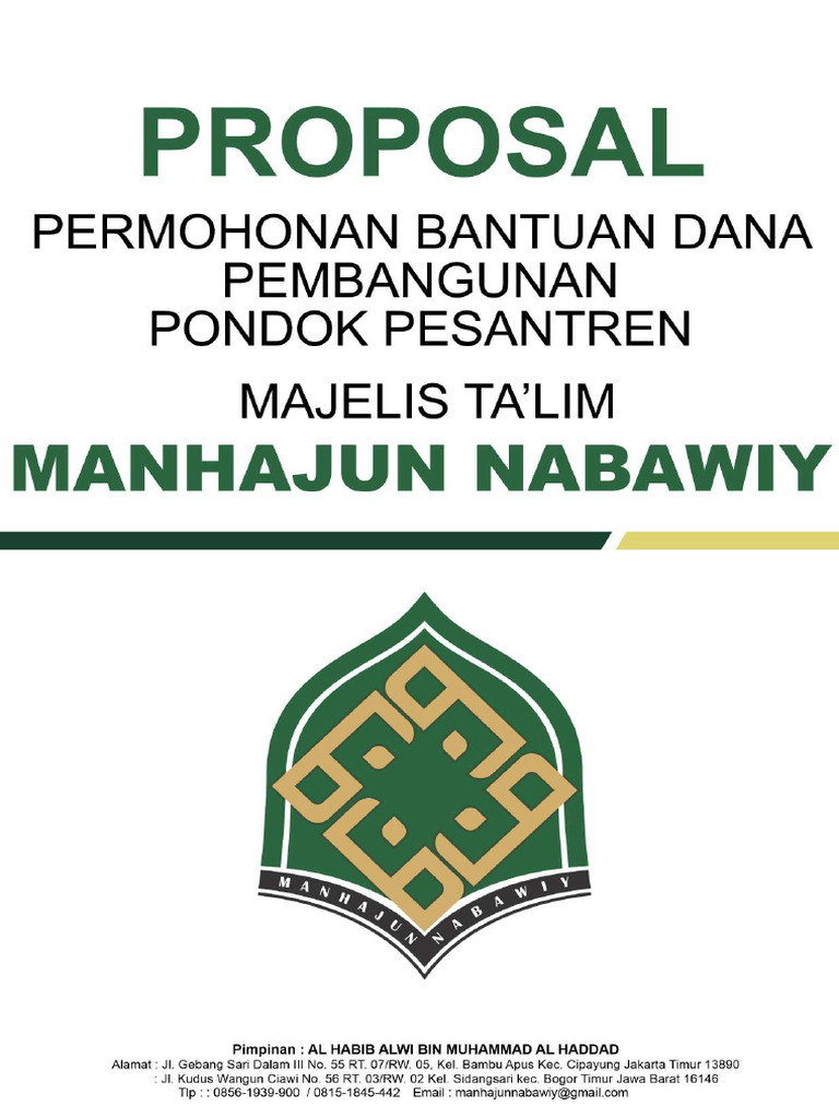 Proposal Pembangunan Pondok Pesantren Majlis Ta'Lim Manhajun Nabawiy 2023 | PDF