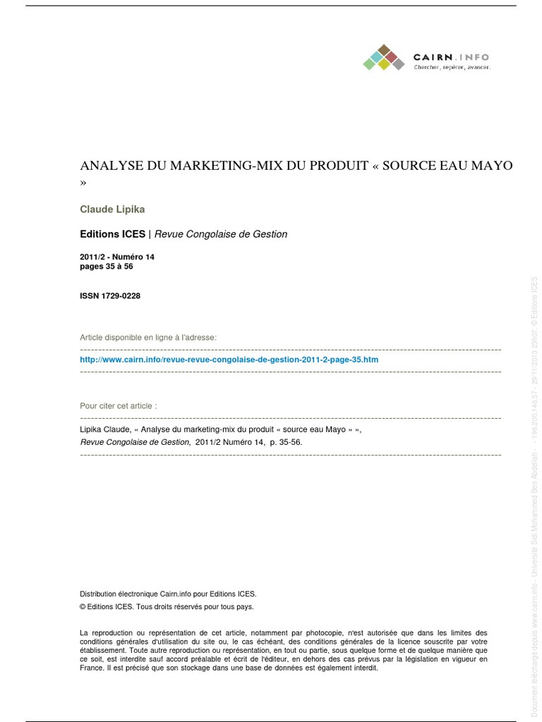 Marketing-Mix de Source Eau Mayo | PDF | Commercialisation | Marché ...