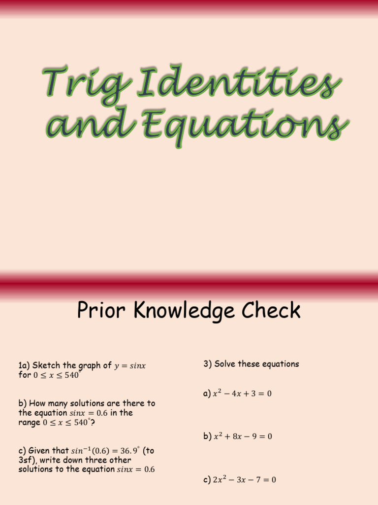 10) Trig Identities and Equations Notes | PDF | Trigonometric Functions ...