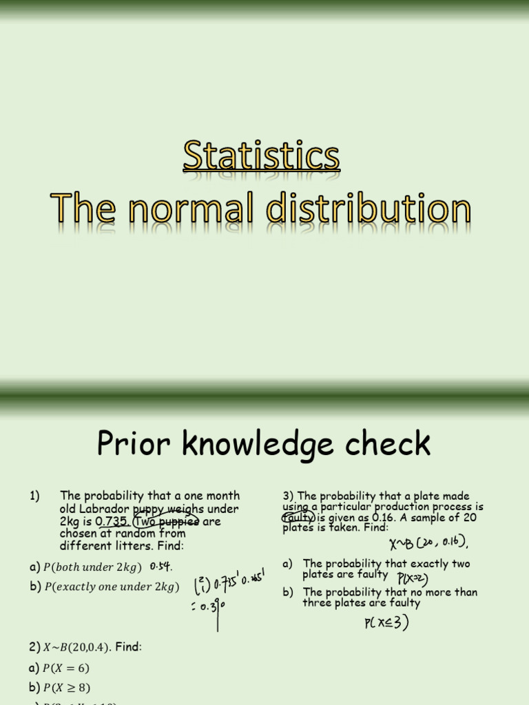3) M A2 The Normal Distribution | PDF | Normal Distribution | Probability Distribution