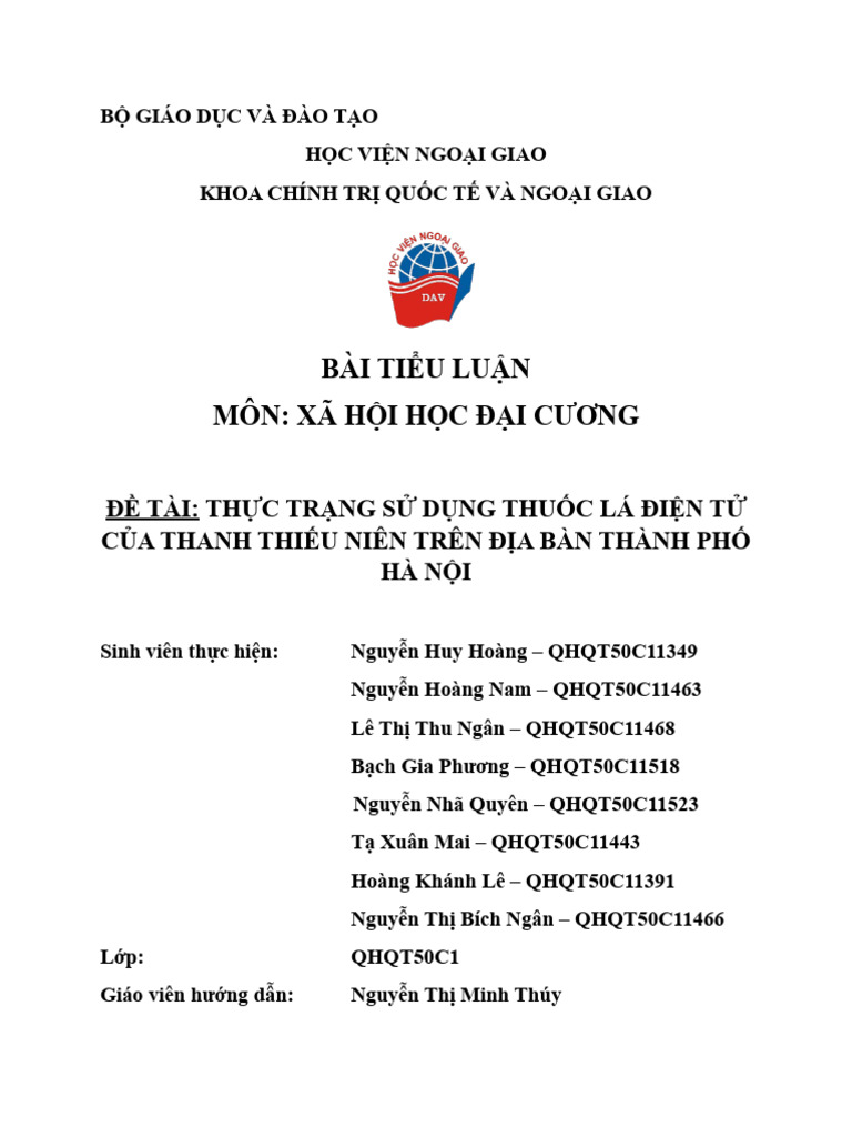 Tiểu luận XHH nhóm 5A | PDF