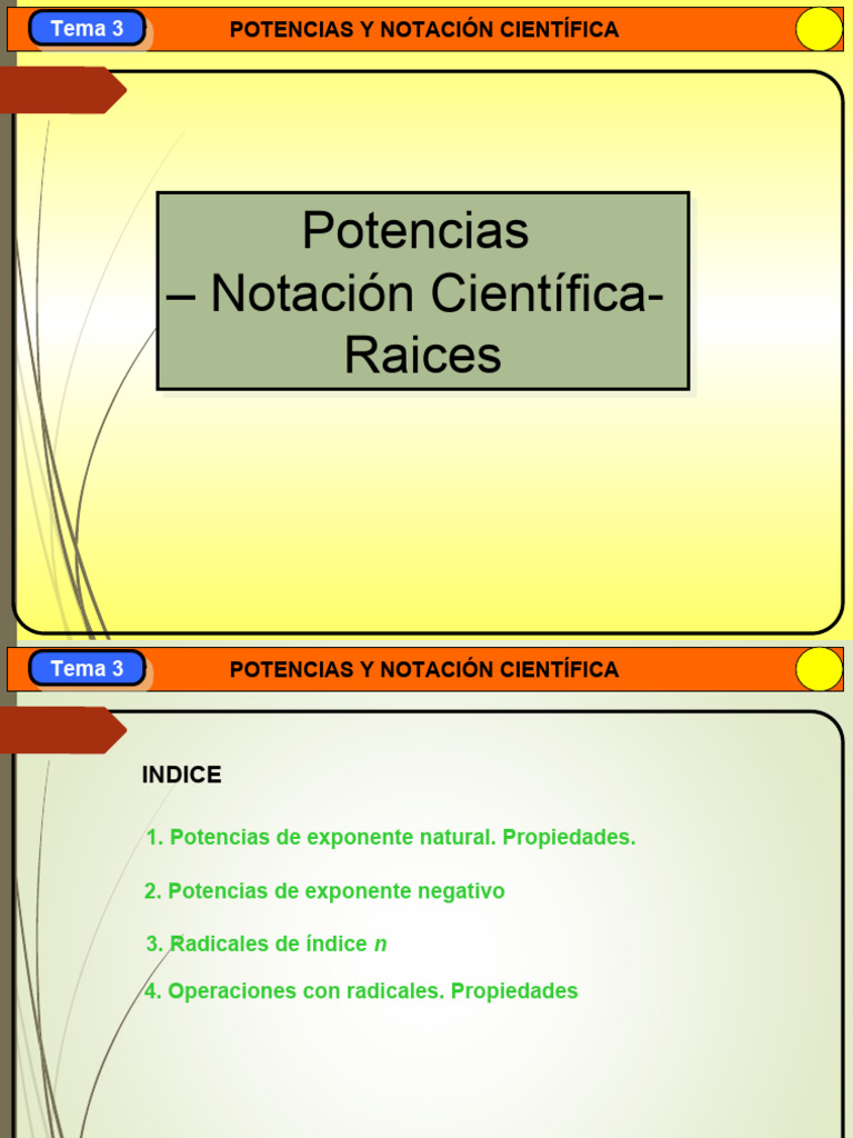 Potencias Notación Científica Raices | PDF | Exponenciación | Multiplicación