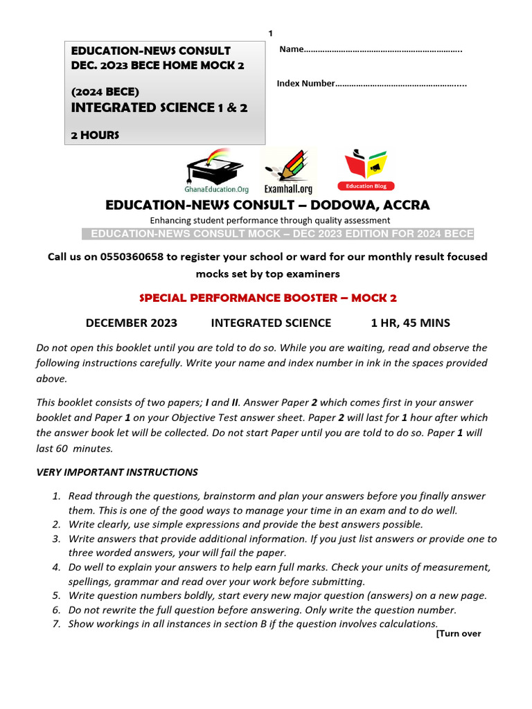 December 2023 Science Mock Exam | PDF | Proton | Atoms