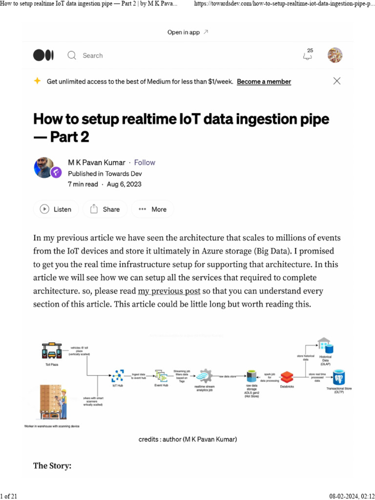 How To Setup Realtime IoT Data Ingestion Pipe - Part 2 - by M K Pavan Kumar - Towards Dev | PDF