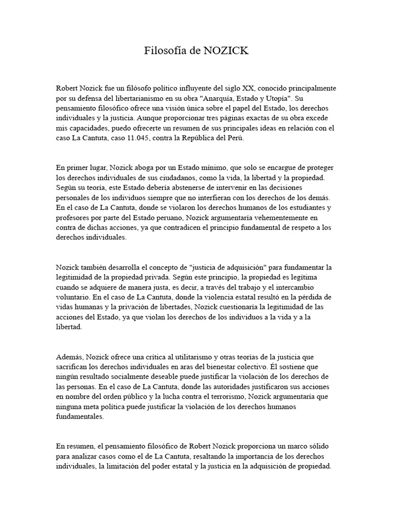 Nozick y La Cantuta: Derechos y Estado | PDF | Estado (política ...