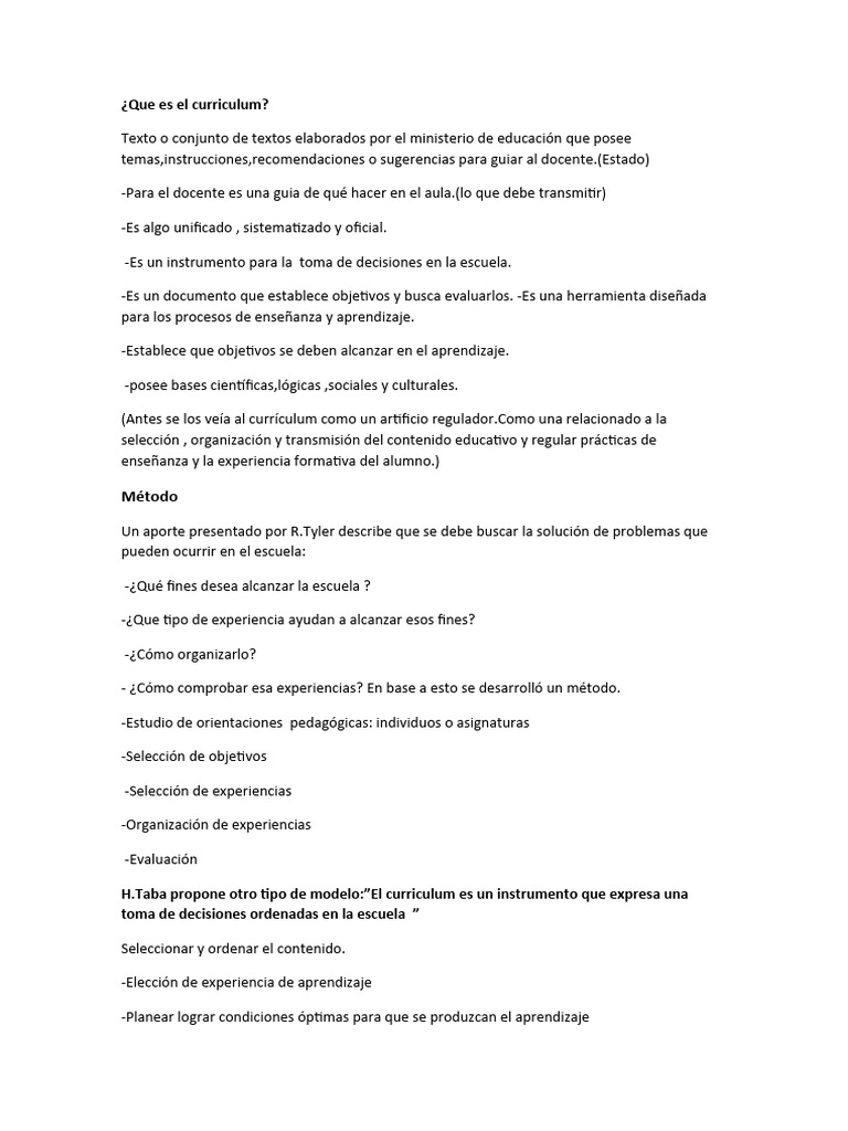 Definición del Currículum Escolar | PDF | Plan de estudios | Enseñando