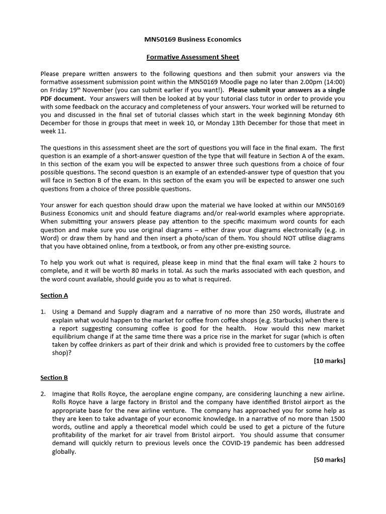 MN50169 Formative Assessment 2021-22 v1.0 | PDF | Market (Economics ...