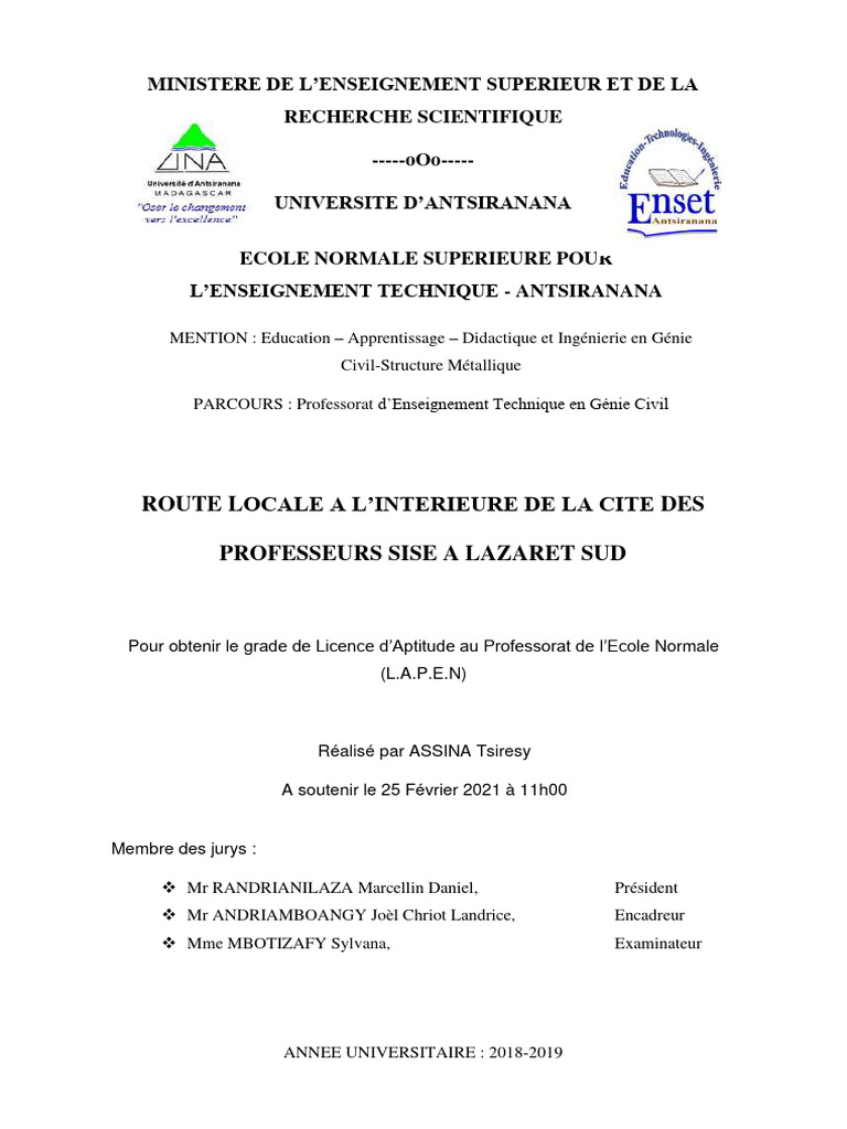 Projet de mémoire : Aménagement routier | PDF | Route | Bassin versant