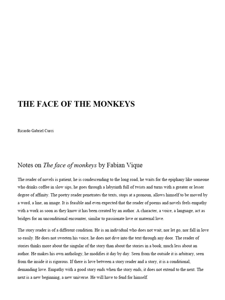 The Face of the Monkeys: Storytelling Analysis | PDF | Storytelling