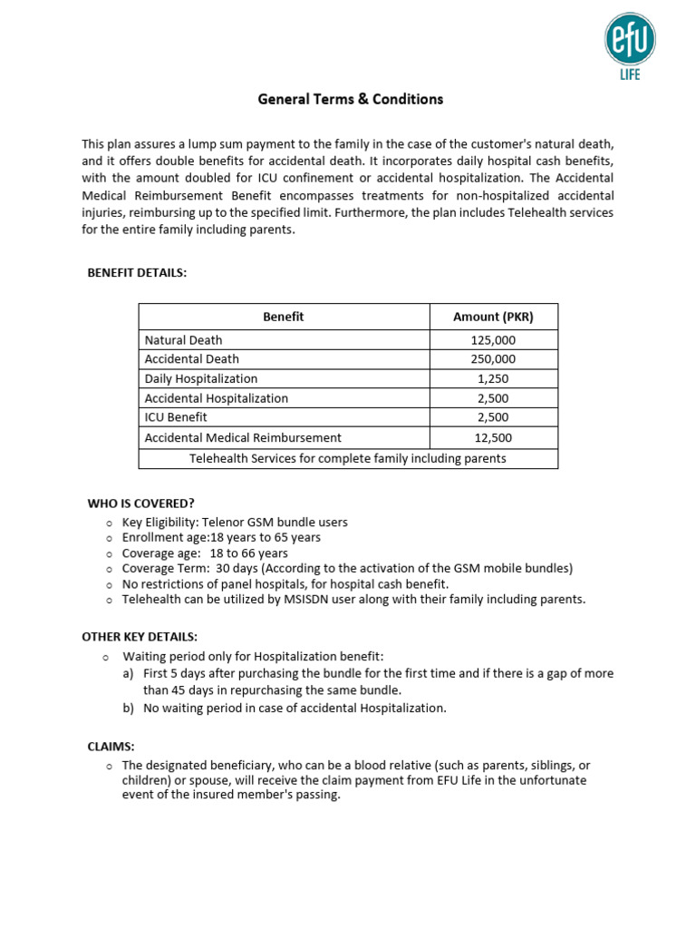 TnCs Telenor GSM Bundle Plan | PDF | Life Insurance | Service Industries