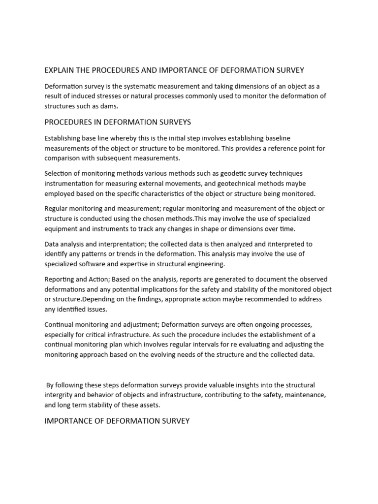 Explain The Procedures and Importance of Deformation Survey-1 | PDF ...