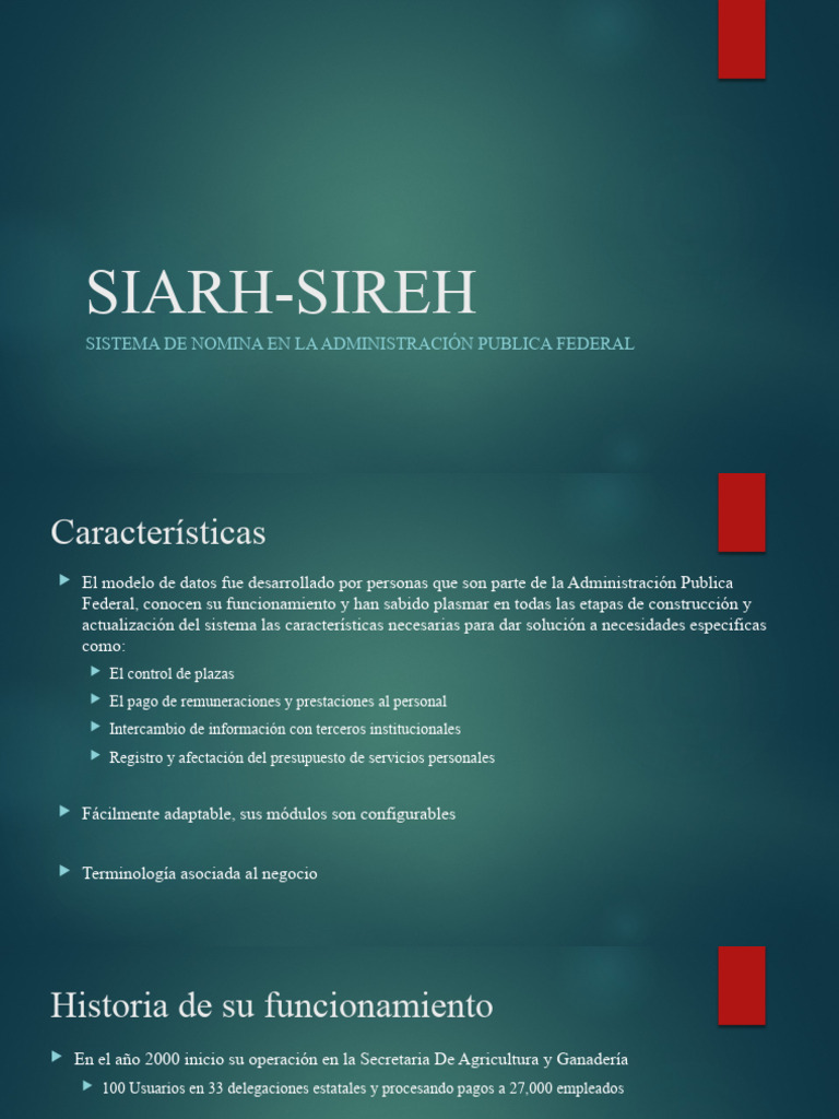 SIARH SIREH Caracteristicas | PDF | Presupuesto | Informática