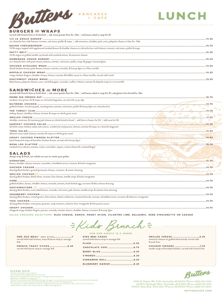 Butters Menu | Download Free PDF | Vinaigrette | Bacon