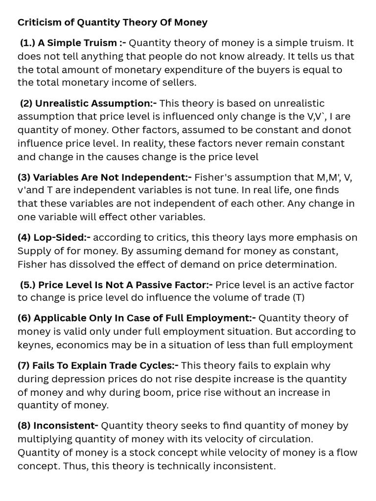 Money | Download Free PDF | Quantity Theory Of Money | Demand