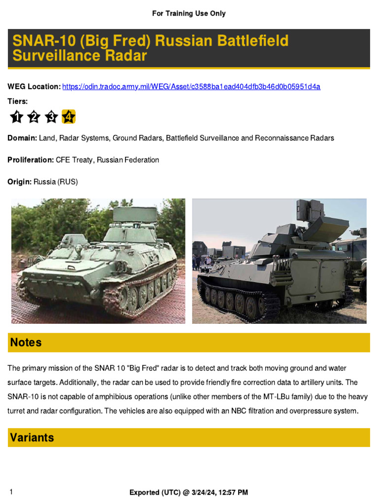SNAR-10 Big Fred Radar Overview | PDF | Radar | Gun Turret