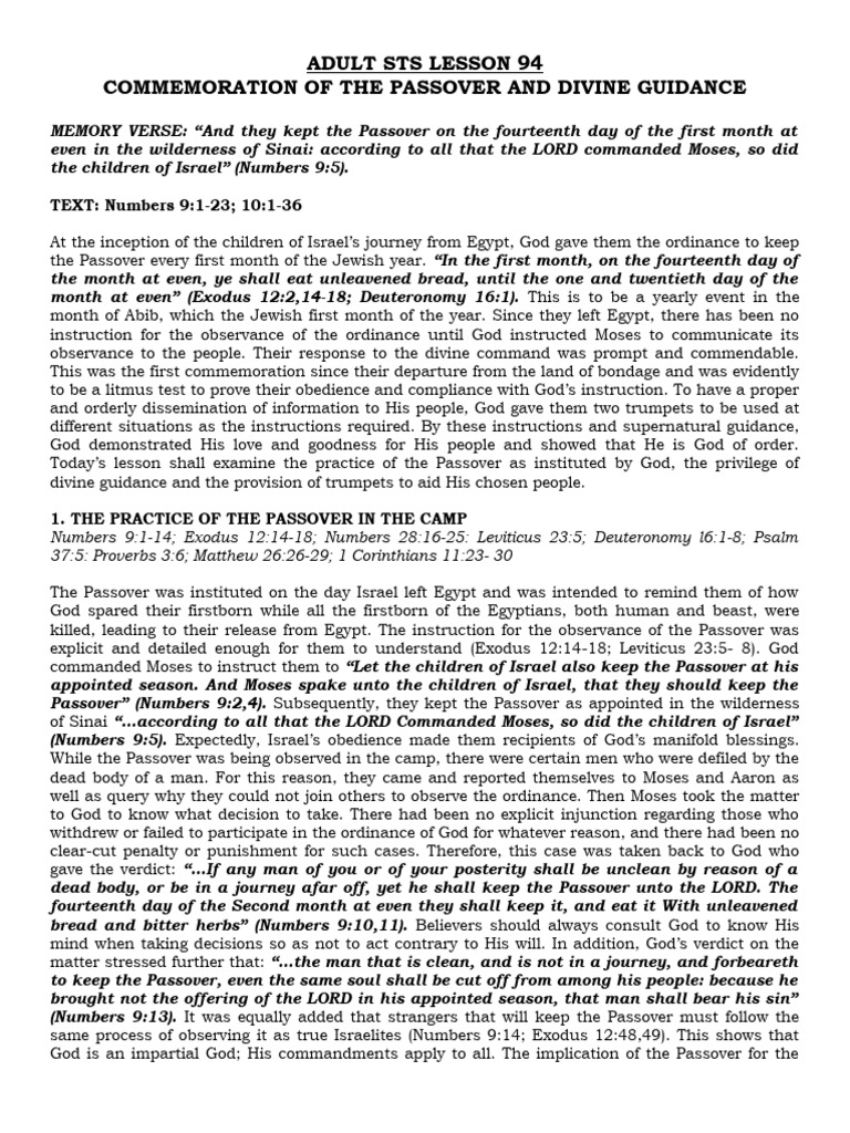 Passover Commemoration & Divine Guidance | PDF | Book Of Numbers | Passover