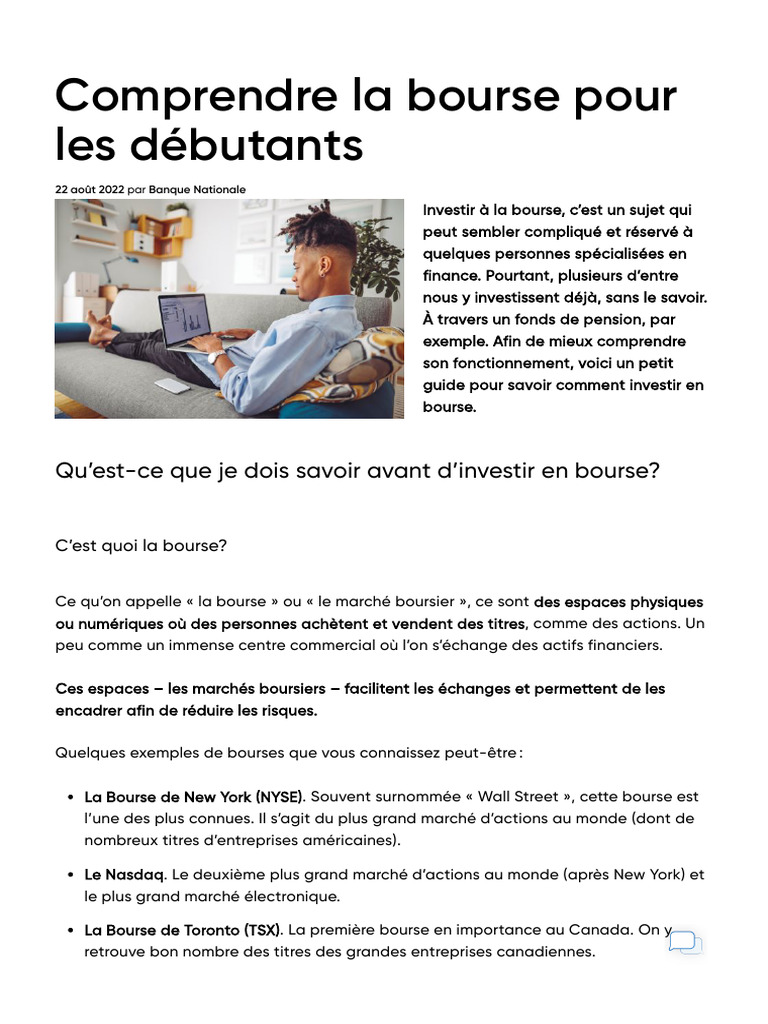Guide pour débuter en bourse | PDF | Bourse des valeurs | Bourse (économie)