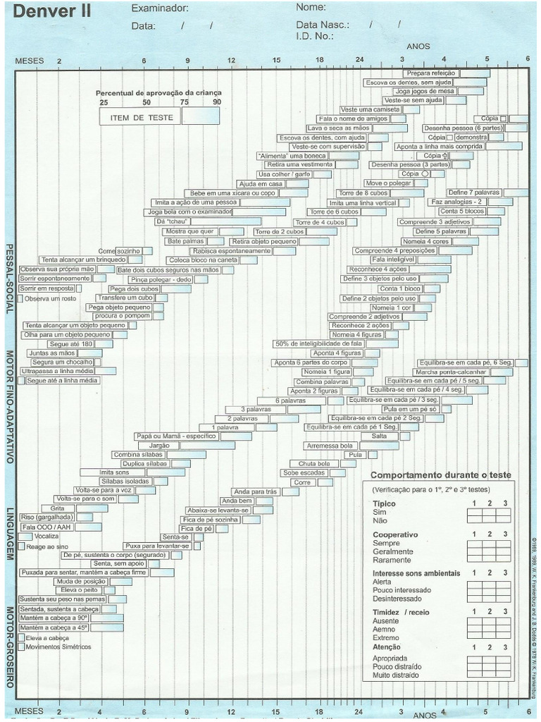 Teste de DENVER II - Ficha de Aplicação | PDF