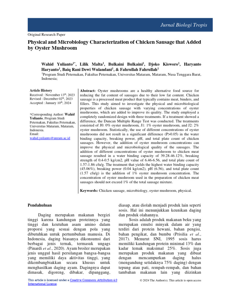 Physical and Microbiology Characterization of Chic | PDF