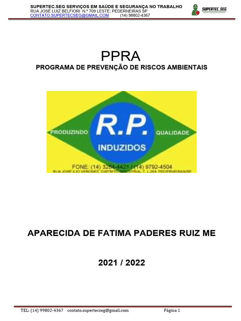 PPRA: Saúde e Segurança no Trabalho | PDF | Química