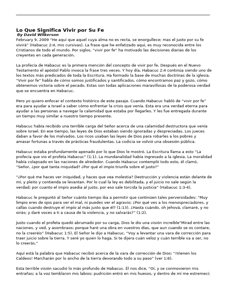 Lo Que Significa Vivir Por Su Fe PDF | PDF | Jesús | Pecado