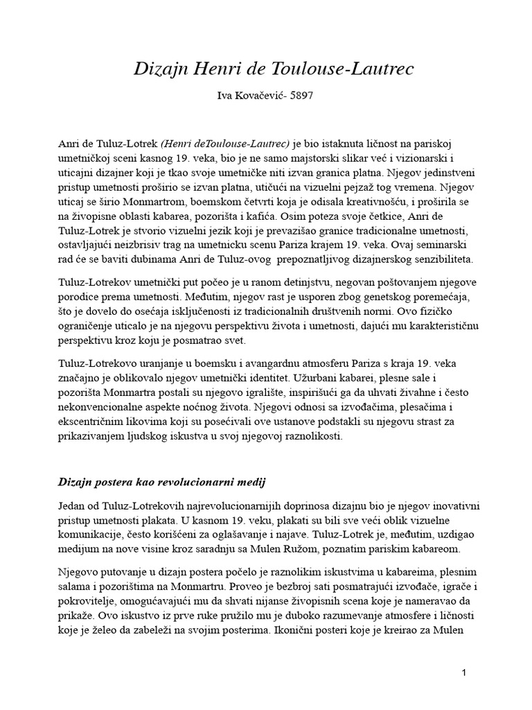 Anri de Tuluz-Lotrek | PDF