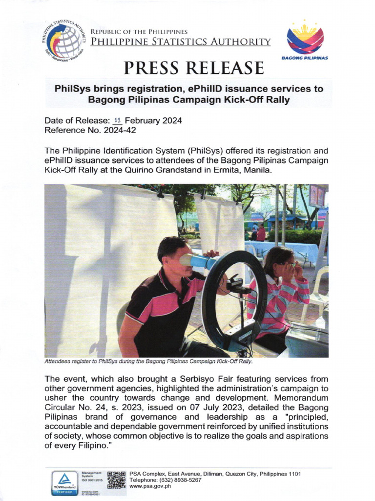 Press Release PhilSys Brings Registration EPhilID Issuance Services To ...