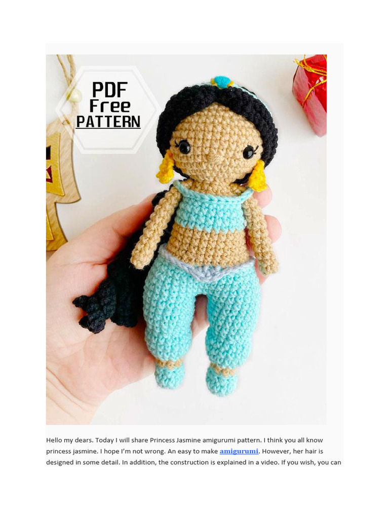 Free Princess Jasmine Amigurumi Pattern | PDF | Crochet | Amigurumi