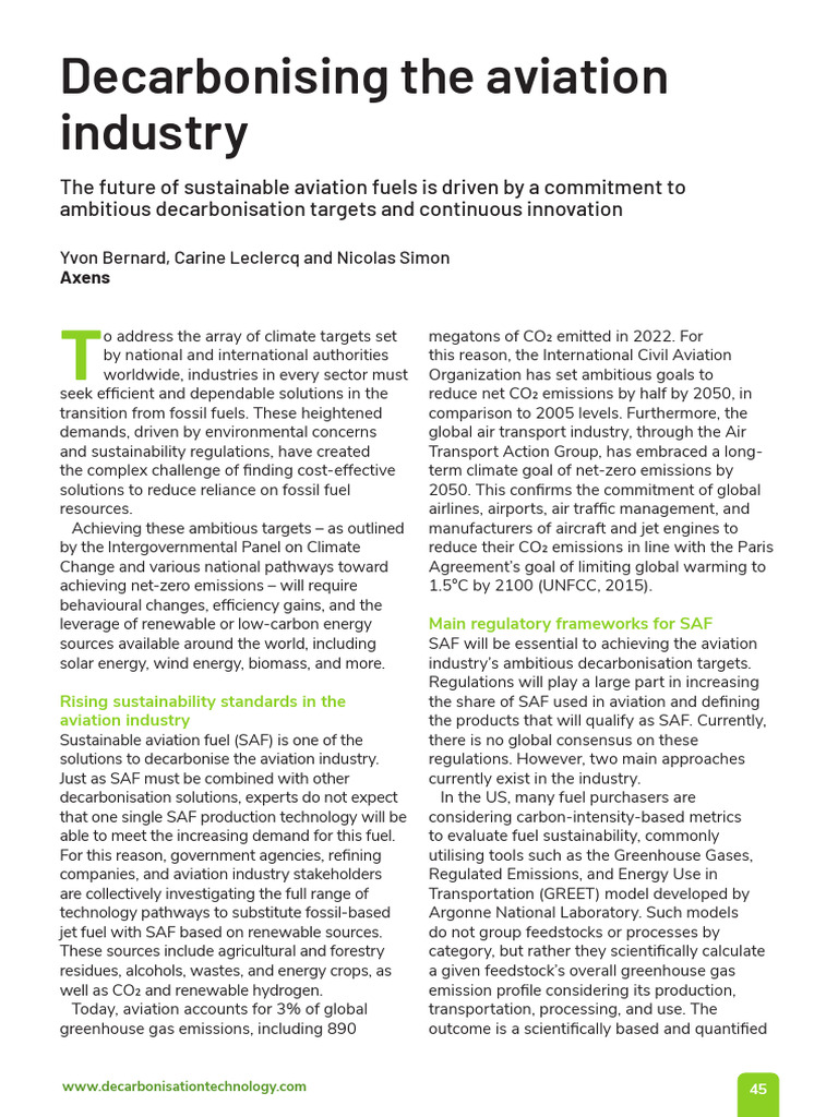 Decarbonising The Aviation Industry | PDF | Biofuel | Climate Change Mitigation