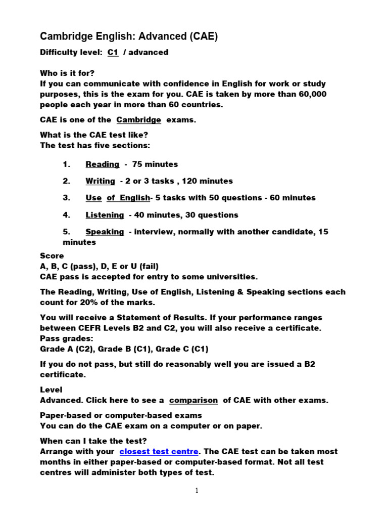 Understanding the CAE Exam Structure | PDF | Foreign Language Studies | Art